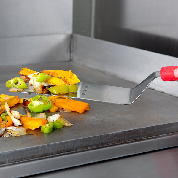 Dexter-Russell 19703R Sani-Safe 8" x 3" Red Perforated Turner