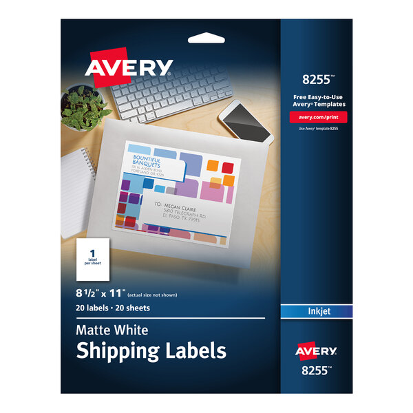 Avery® 08255 8 1/2" x 11" Matte White Full Sheet Color Printing Labels ...