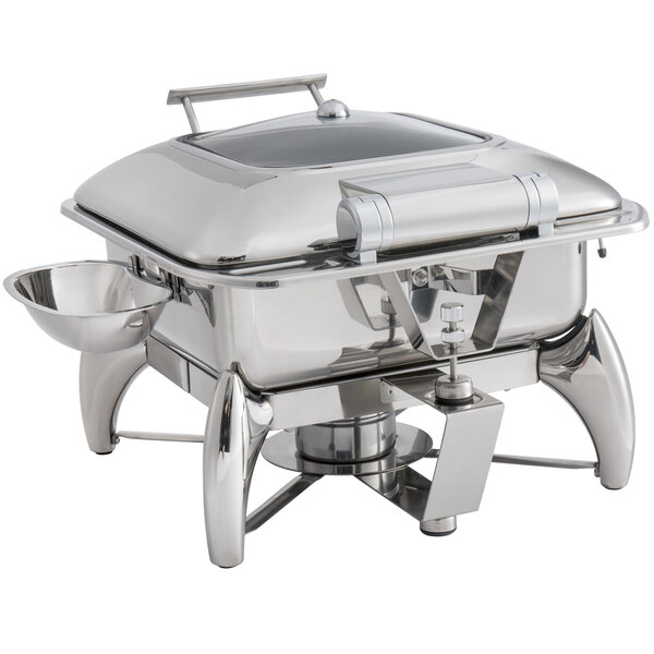 Acopa Voyage 5 Qt. 2/3 Size Stainless Steel Induction Chafer with Glass ...