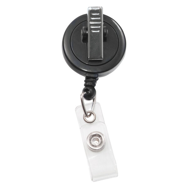 Advantus 75548 30" Black Swivel-Back Retractable ID Card Reel - 12/Pack