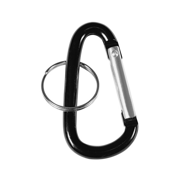 Advantus 75555 Black Aluminum Split Key Ring Carabiner Key Chain - 10/Pack