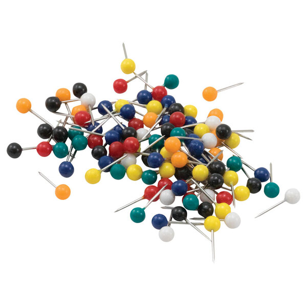 Advantus MTA 3/8" Assorted Plastic Map Tacks - 100/Box