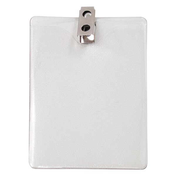 Advantus 75457 3" x 4" Clear Vertical ID Badge Holder with Clip - 50/Pack