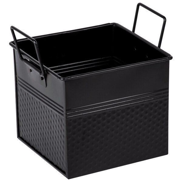 American Metalcraft BEVB556 6" Square Hammered Black Utensil Holder