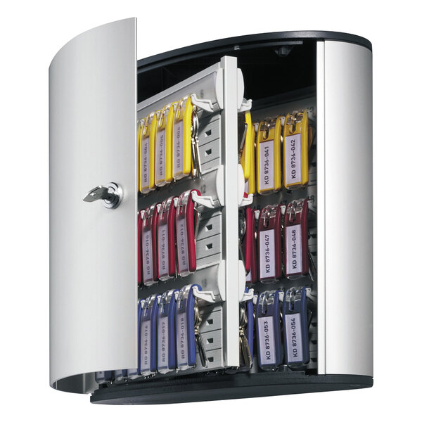 Durable 195323 Silver Brushed Aluminum 54 Key Locking Key Cabinet - 11 ...