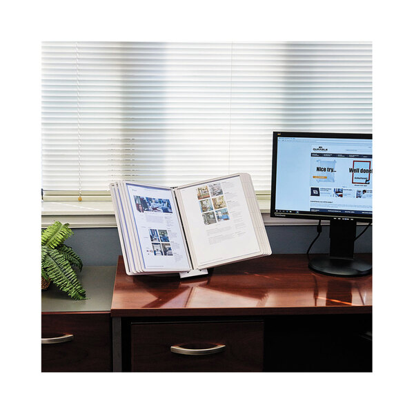 Durable 554210 SHERPA 10" x 5 5/8" x 13 1/2" Gray Borders 10 Panel ...