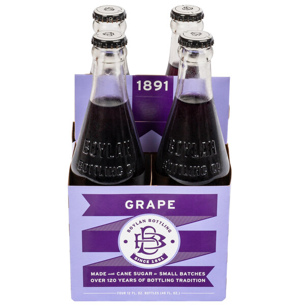 Boylan Bottling Co. Grape Soda 12 fl. oz. 4-Pack - 6/Case