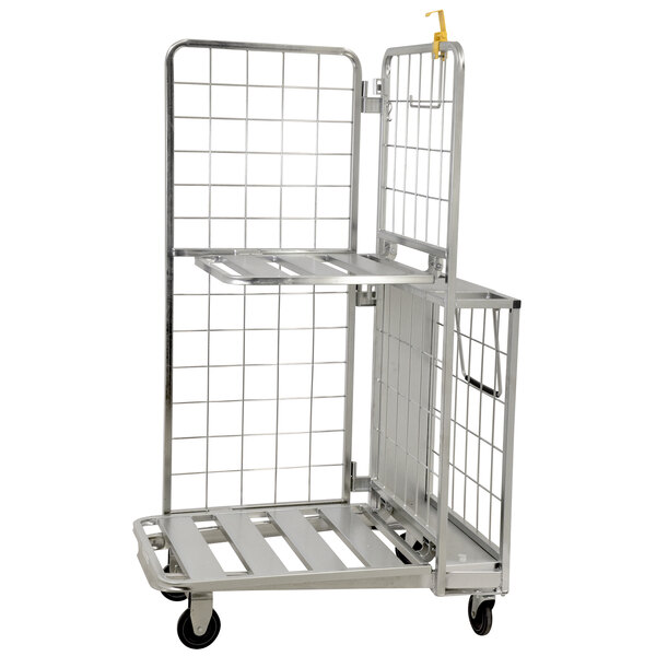 Omcan 26" x 41" Mobile Galvanized Stocking Cart with 2 Walls 45588