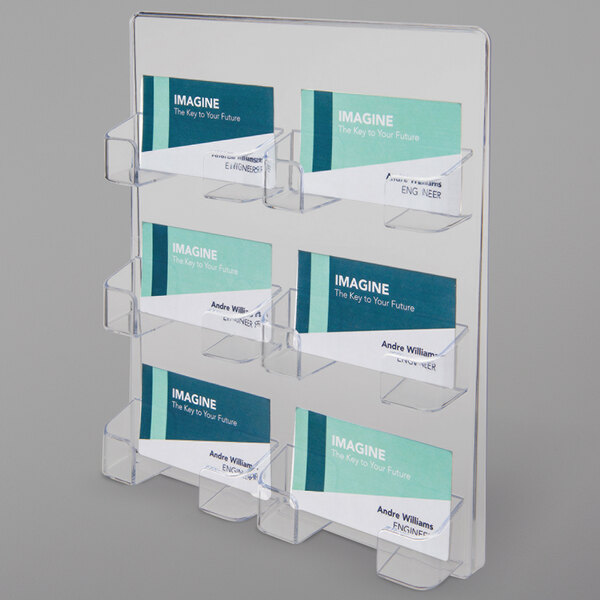 Deflecto 70601 8 1/2" x 1 5/8" x 9 3/4" Clear Plastic 6-Pocket Business ...