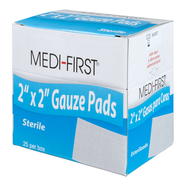 Medi-First 60673 2" x 2" Sterile Gauze Pad - 25/Box