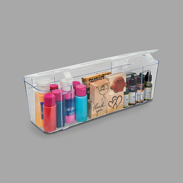 Deflecto 29301CR 13 1/4" x 4" x 4 3/8" Clear Large Stackable Caddy ...