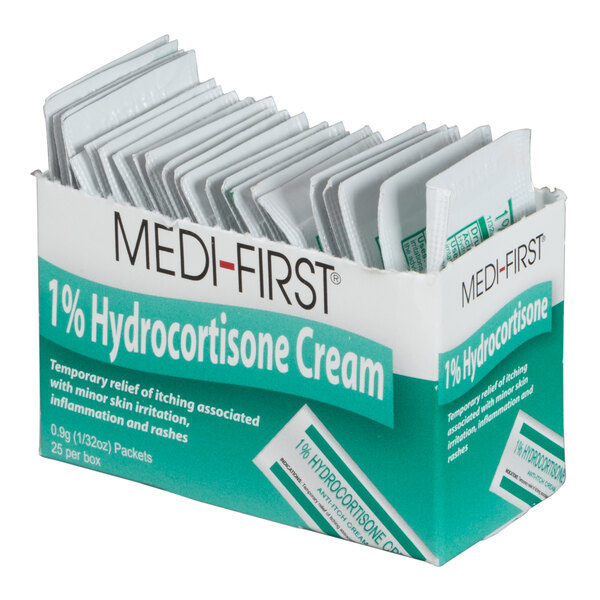 Medi-First 21173 .9G Hydrocortisone 1% Anti-Itch Cream Packet - 25/Box