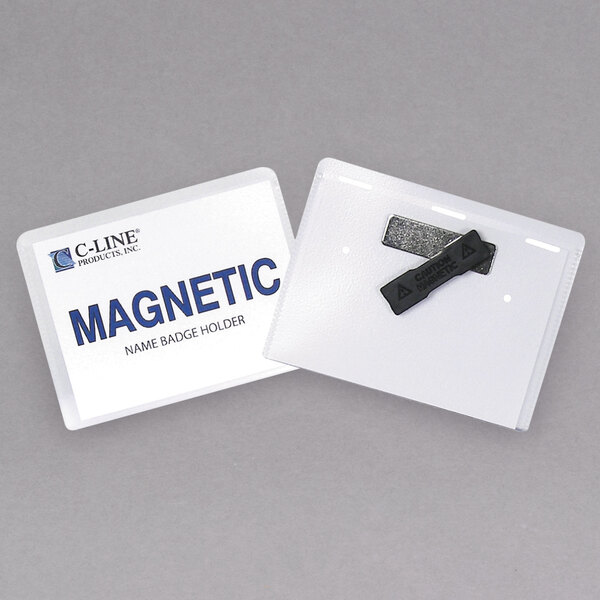 C-Line Products 92943 4" x 3" Clear Magnetic Name Badge Holder Kit with ...