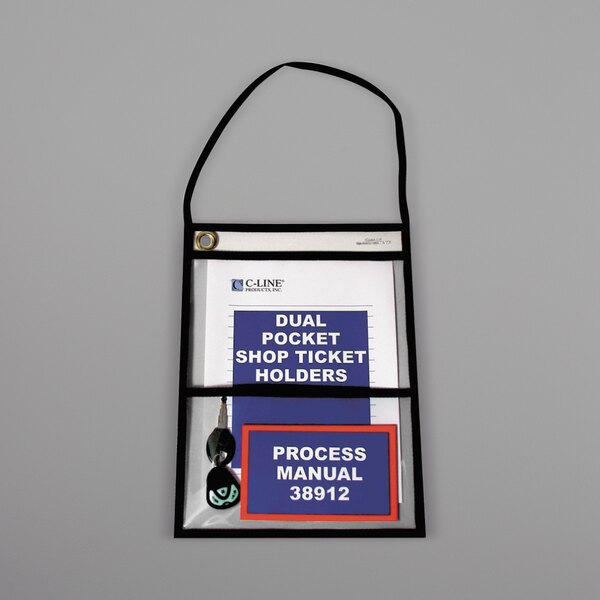 C-Line 38912 9" x 12" Double Sided Clear Stitched 2 Pocket Shop Ticket ...