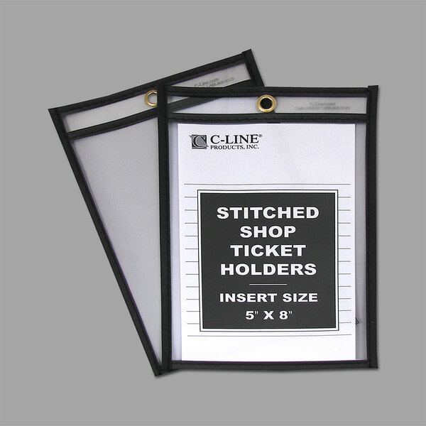 C-Line 46058 5" x 8" Double Sided Clear Stitched Shop Ticket Holder ...