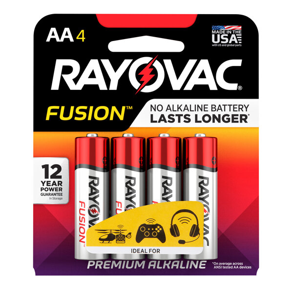 Rayovac 815-4TFUSK Fusion AA Advanced Alkaline Batteries - 4/Pack