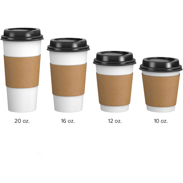 White 12 oz. Paper Hot Cup, Lid, and Sleeve Combo Kit - 50/Pack