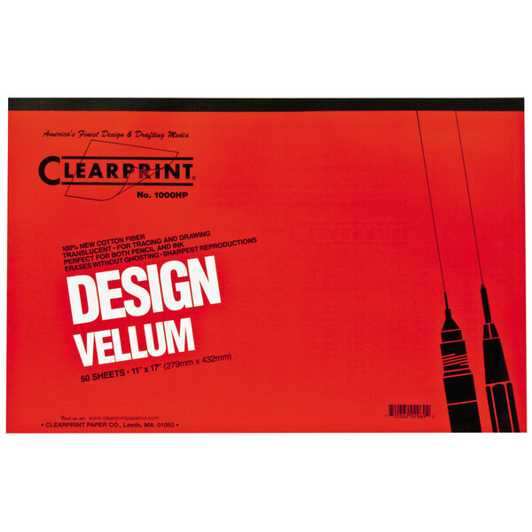 Clearprint 10001416 Design Vellum 11" x 17" 50-Sheet Sketch Paper Pad
