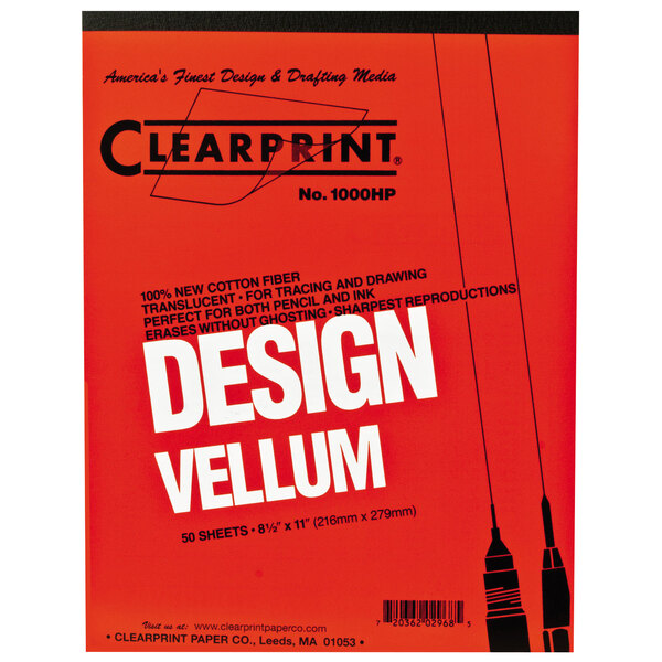 Clearprint 10001410 Design Vellum 8 1/2" x 11" 50-Sheet Sketch Paper Pad
