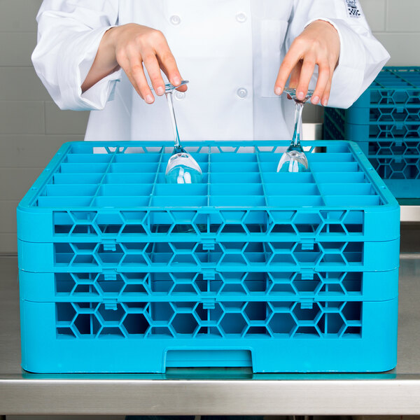 Carlisle RG36-314 OptiClean 36 Compartment Glass Rack with 3 Extenders