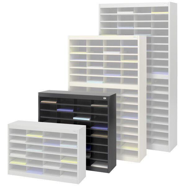 Safco 9211BLR Black 24-Section Steel Mail Sorter - 37 1/2" x 12 3/4" x ...