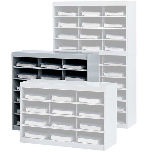 Safco Gray Steel Mail Sorter (18-Section): WebstaurantStore