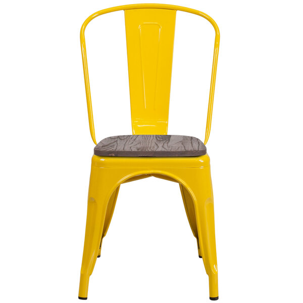 Flash Furniture CH-31230-YL-WD-GG Yellow Stackable Metal Chair with ...