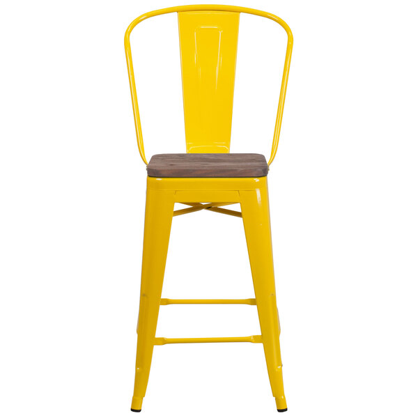 Flash Furniture CH-31320-24GB-YL-WD-GG 24" Yellow Metal Counter Height ...