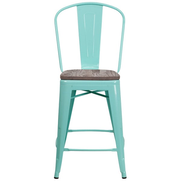Flash Furniture ET-3534-24-MINT-WD-GG 24" Mint Green Metal Counter ...