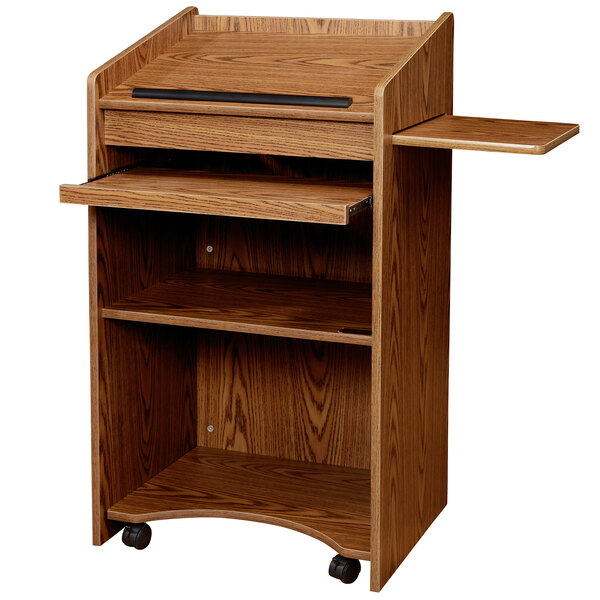Oklahoma Sound 600-MO Medium Oak Finish Aristocrat Floor Host Stand