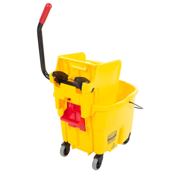 Rubbermaid FG748000YEL WaveBrake® 26 Qt. Yellow Mop Bucket with Side ...