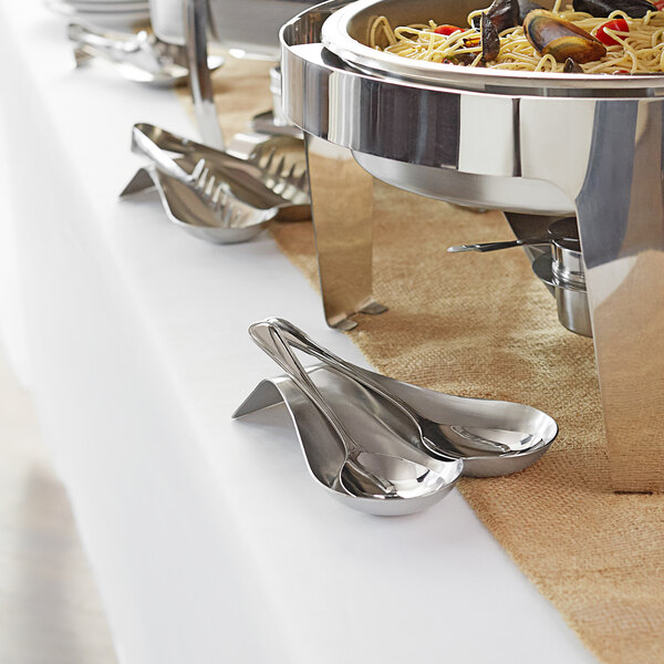 Tablecraft HB2 Double Spoon Rest - Brushed Stainless Steel