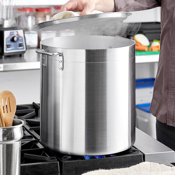 Choice 40 Qt. Standard Weight Aluminum Stock Pot with Cover