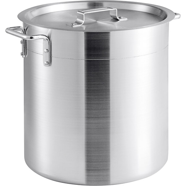 Choice 24 Qt. Standard Weight Aluminum Stock Pot with Cover