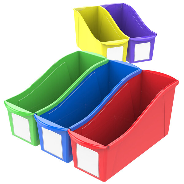 Storex 70105U06C 4 3/4" x 12 5/8" x 7" 5-Color Set Plastic Interlocking ...