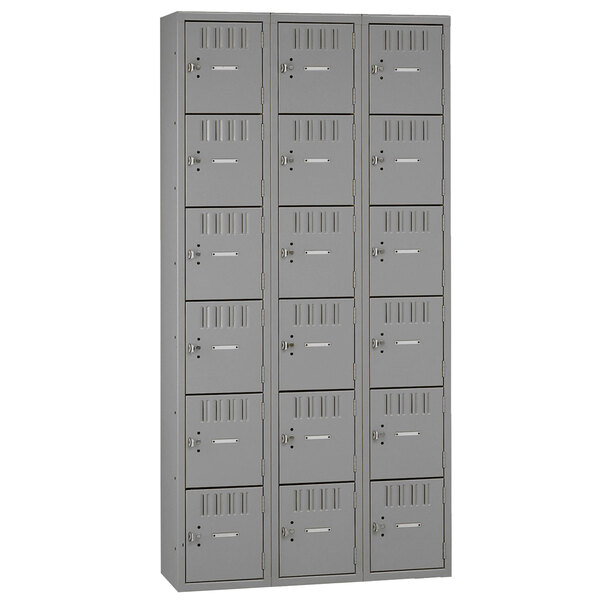 Tennsco BS6121812CMG Triple Stack Eighteen Door Gray Steel Locker - 36 ...