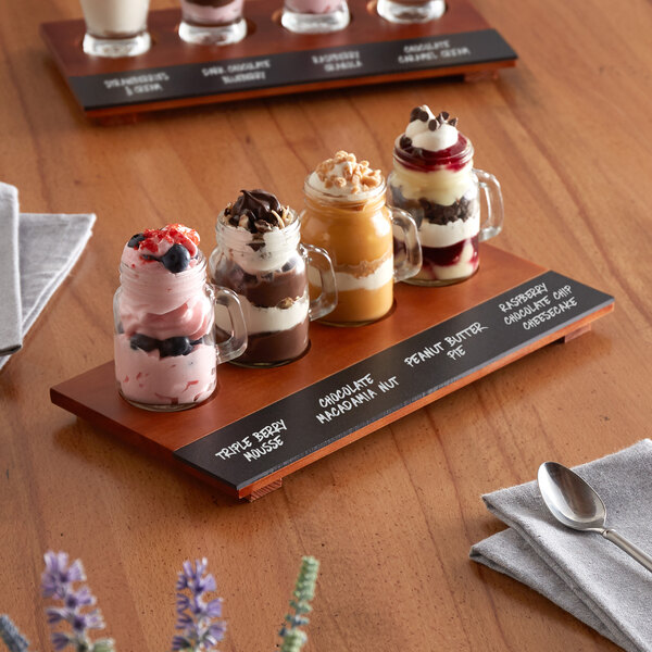 Acopa Write-On Flight Tray with Mini Drinking Jar Tasting Glasses