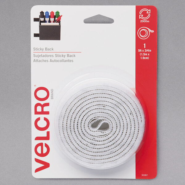 Velcro® 90087 3/4" x 5' White Sticky-Back Hook and Loop Fastener Tape ...