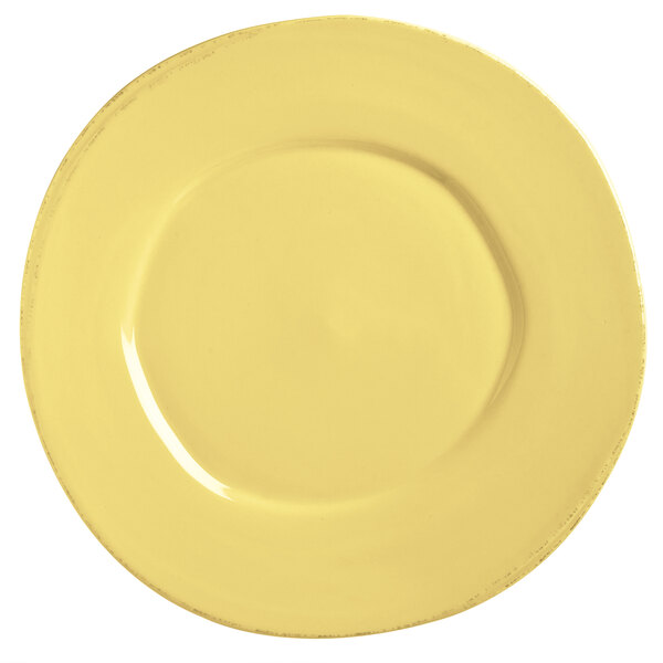 Libbey Farmhouse 9" Round Butter Yellow Medium Rim Porcelain Plate - 12 ...