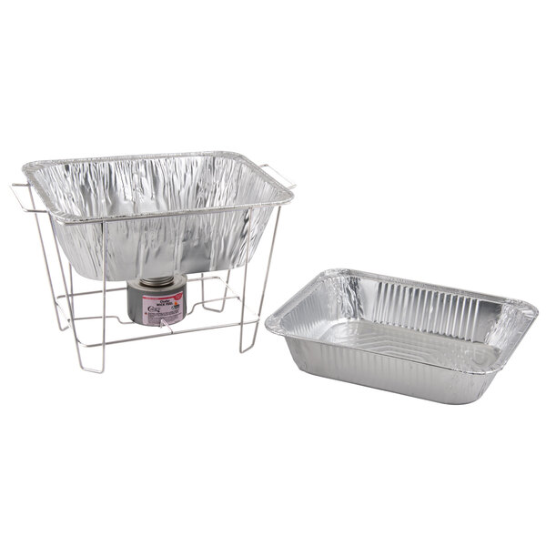 Choice Half Size Disposable Wire Chafer Stand Kit with 6 Hour Wick Fuel