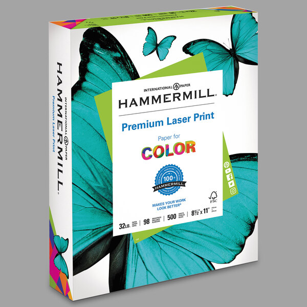 Hammermill 104646 8 1/2" x 11" Premium Laser White Ream of 32 lb. Copy ...