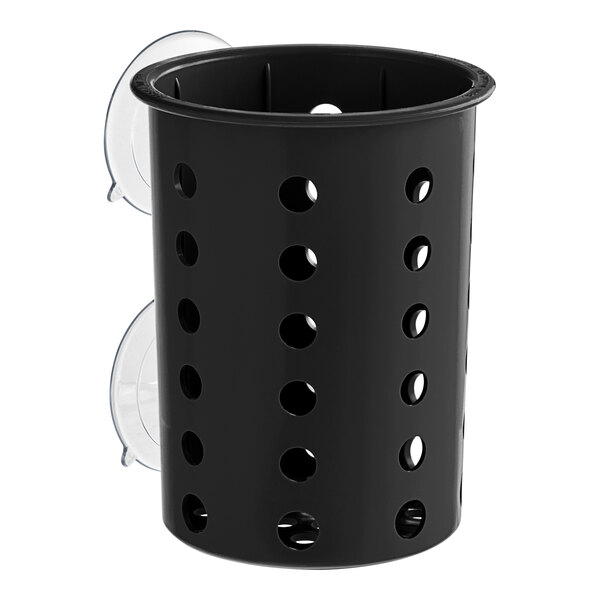 Steril-Sil PN1-BLACK Black Perforated Plastic Flatware Cylinder with ...