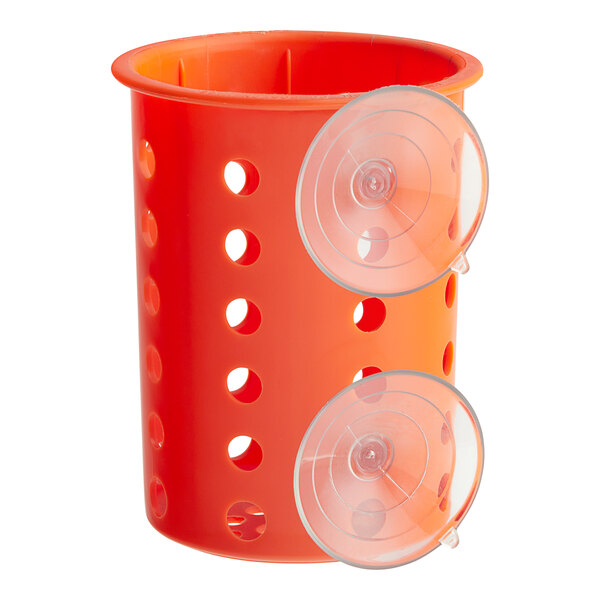 Steril-Sil PN1-ORANGE Orange Perforated Plastic Flatware Cylinder with ...