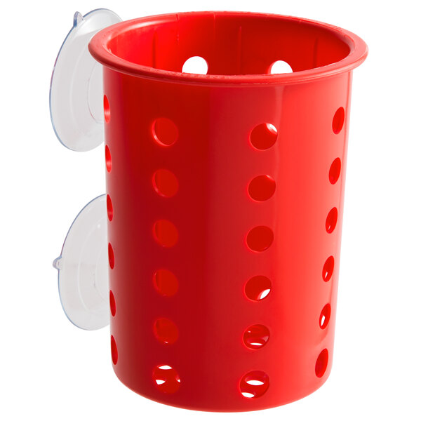 Steril-Sil PN1-RED Red Perforated Plastic Flatware Cylinder with ...