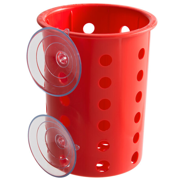 Steril-Sil PN1-RED Red Perforated Plastic Flatware Cylinder with ...