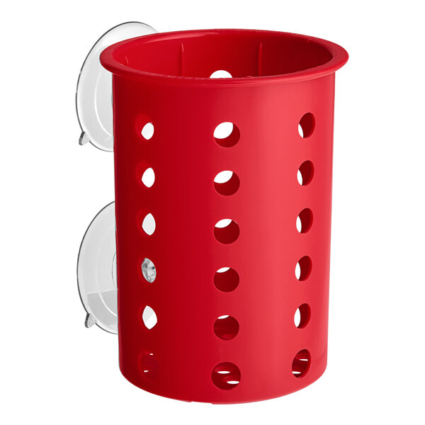 Steril-Sil PN1-RED Red Perforated Plastic Flatware Cylinder with ...