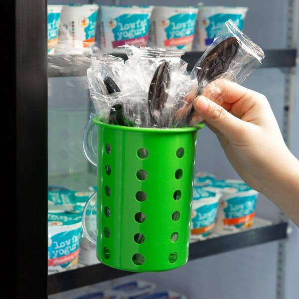 Steril-Sil PN1-LIME Lime Perforated Plastic Flatware Cylinder with ...