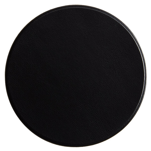 H. Risch, Inc. 3 3/4" Round Black Vinyl Customizable Coaster