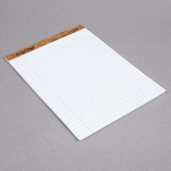 TOPS 7533 8 1/2" x 11 3/4" Wide Ruled White Perforated Legal Pad