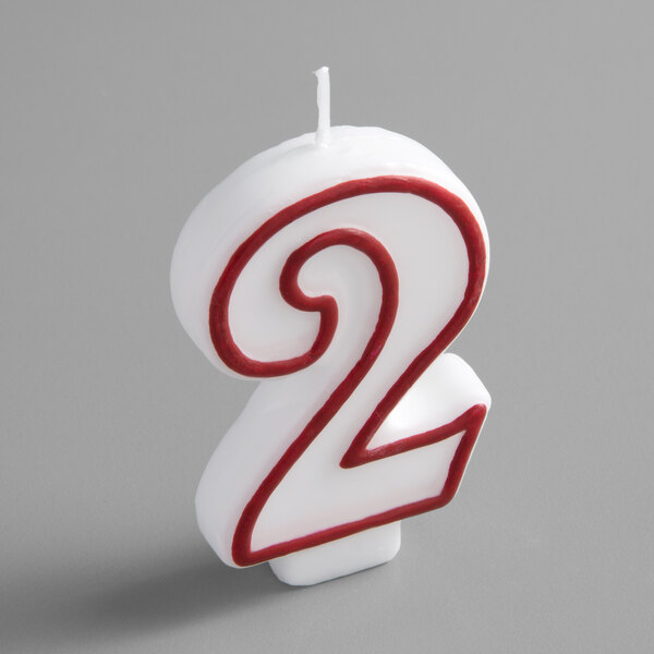 Creative Converting 080098033 3" Red Outlined "2" Candle